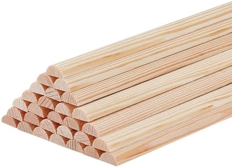 OLYCRAFT 30Pcs Half Round Wood Sticks 301x7mm Unfinished Wooden Dowels ...