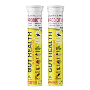 Gut Health Effervescent Tablets | Probiotics + Digestive Enzymes Supplements|Helps Reduces ...