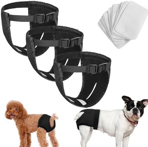 3 Pack Season Pants Dog Nappies with 15 Sanitary Pad - Super Absorbent ...