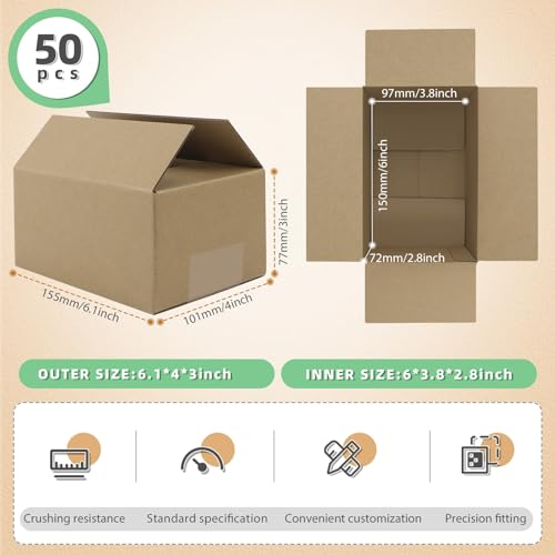 Snapklik.com : 6x4x3 Shipping Boxes 50 Pack Corrugated Cardboard Boxes ...