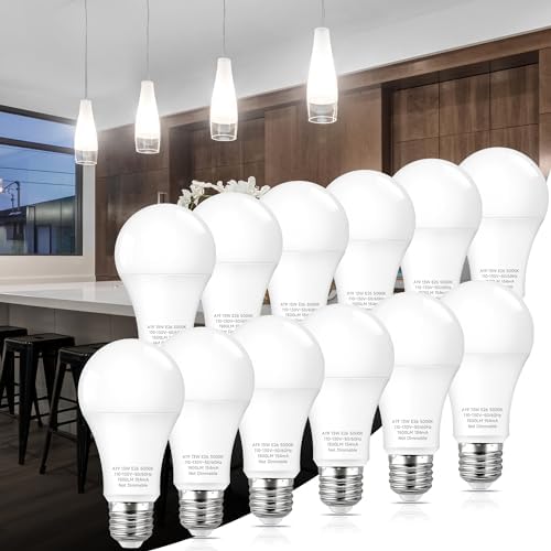 12 Pack A19 LED Light Bulbs, 100W Equivalent 13W LED Bulb, 1500 Lumens ...