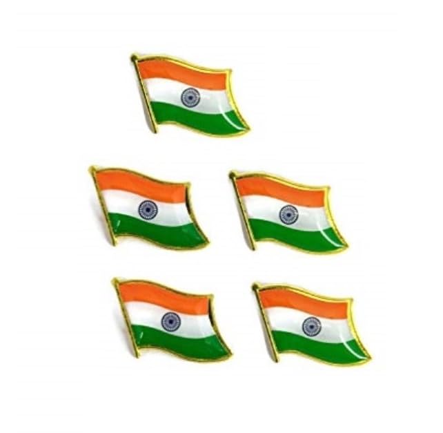 Indian Flag Premium Tricolor Brass Pin Badges (10) : Amazon.in: Toys ...