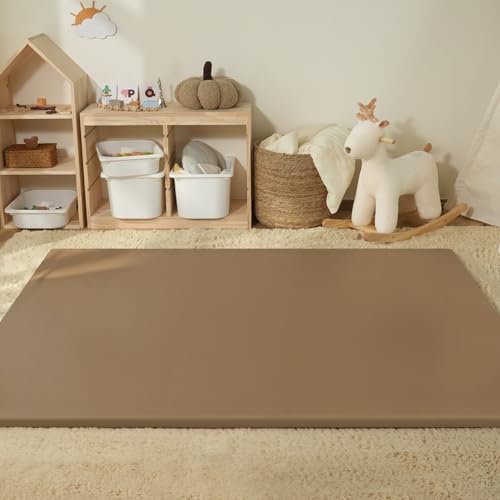 Vegan Leather Baby Play Mat, Wipe-Clean Play Mats for Floor, 69x57 in ...