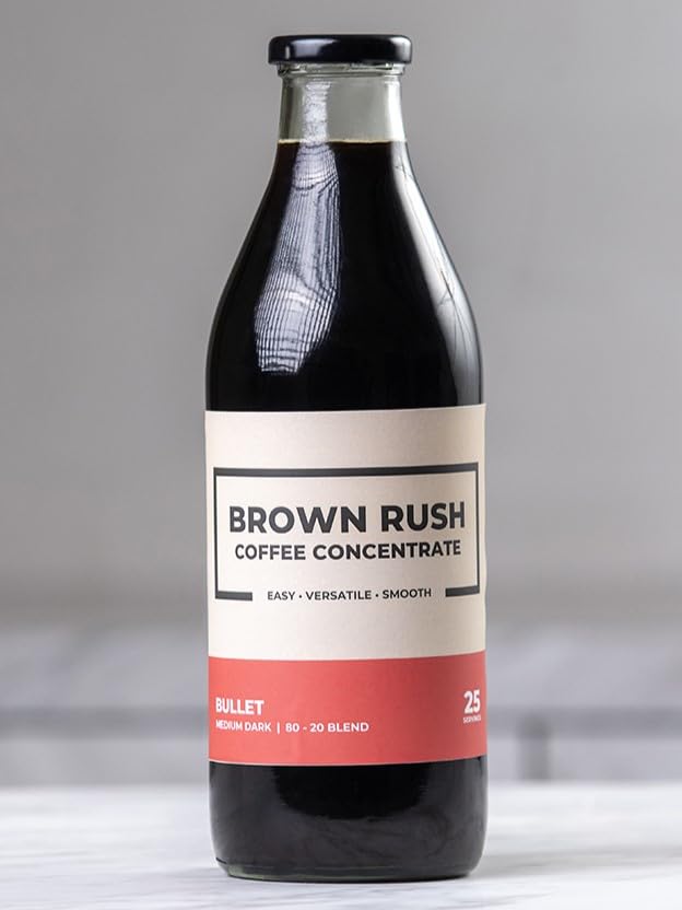 Brown Rush Coffee - Bullet - Coffee concentrate 80/20 Blend (1000 ml) - Makes 25 to 30 cups ...