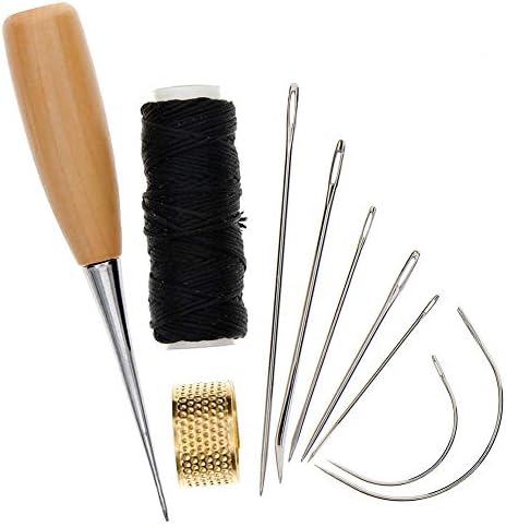 KeyZone 7 Pieces Hand Sewing Needles with Leather Waxed Thread Cord ...