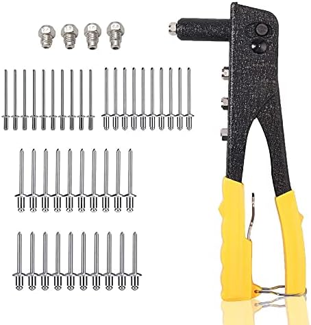Pop Rivet Gun Kit CAMWAY Pop Riveter 4 Size 100pcs Rivets, 2.4mm 3.2mm ...