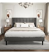 Amazon.com: CXVX Full Size Platform Bed Frame with Upholstered ...