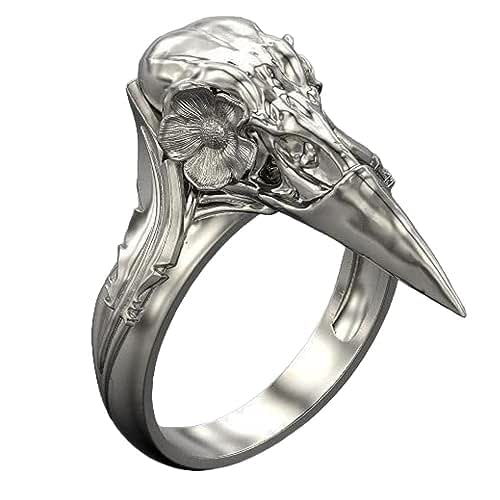 Amazon.com: Phoenixjewel Raven Skull Ring Raven Bird Skull Gothic Ring ...