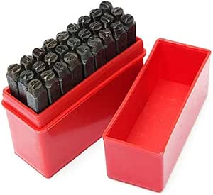 Juego de punzones de letras y números, herramienta de metal para marcar el alfabeto, con funda ...