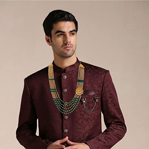 Buy Acu Capital Five Layers Long Mala for Men Wedding Traditional Green ...