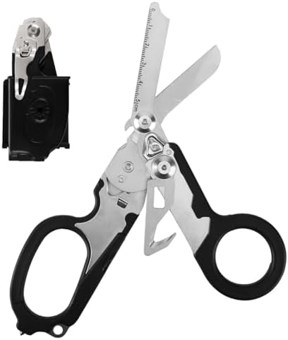 JUNWUXY Trauma Shears with Holster, 6 in 1 Emergency Shears Foldable ...