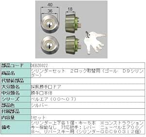 Amazon | LIXIL メンテナンス部品 ドア 引戸用部品 錠 玄関 店舗 勝手口 テラスドア ロック シリンダーセットD9シリンダー シルバー[DEBZ0022] *製品色・形状等仕様 ...