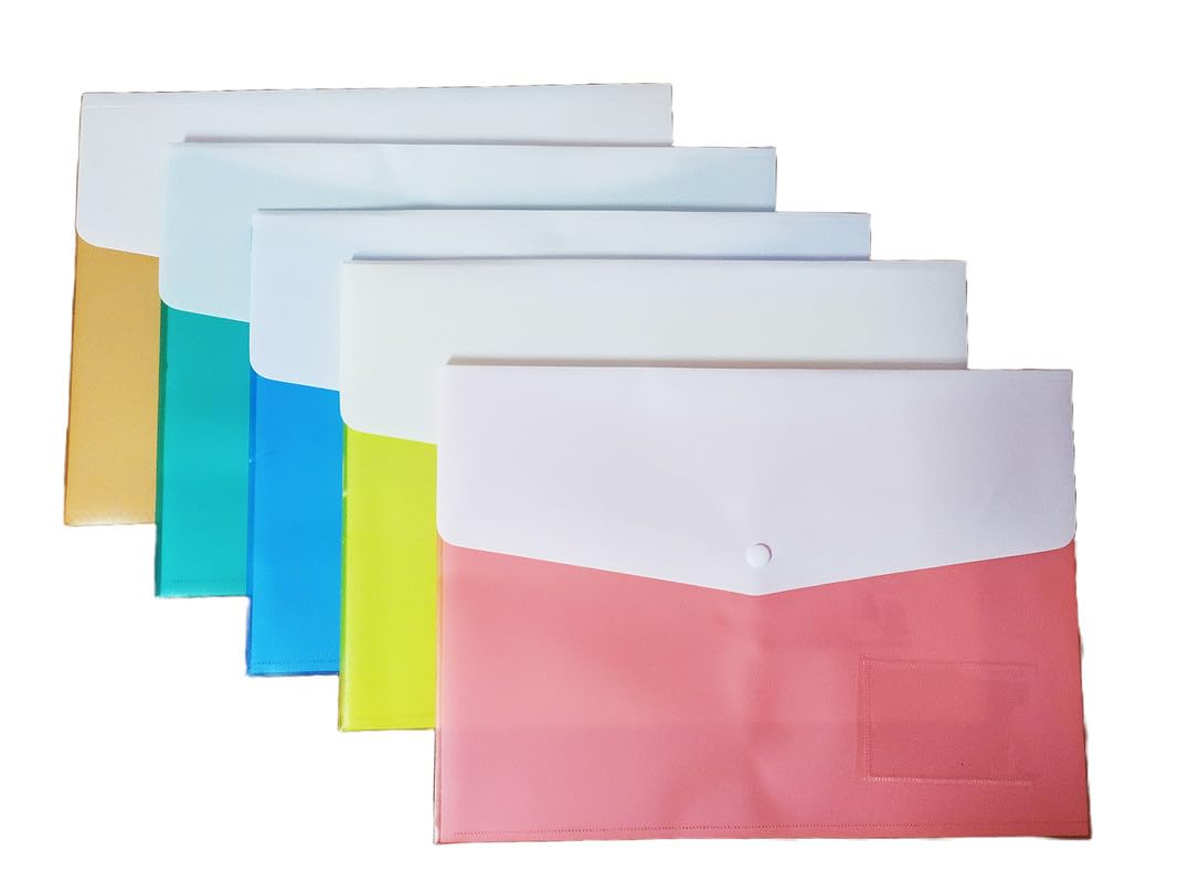 Envelope Folder|Double Pocket(Pack of 5)|Transparent Poly-Plastic|A4 ...