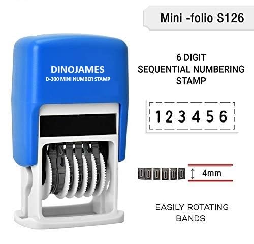 Dinojames Self Inking 6 Digit Number Stamp Adjustable Number Pack of ...