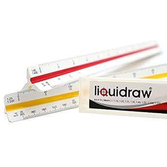 Liquidraw 30cm Triangular Architectural Scale Ruler, Metric, White ...