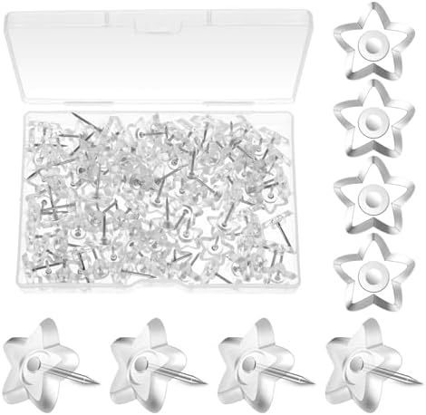 Amazon.com: 100pcs Clear Star Thumb Tacks - Plastic Push Pins with ...