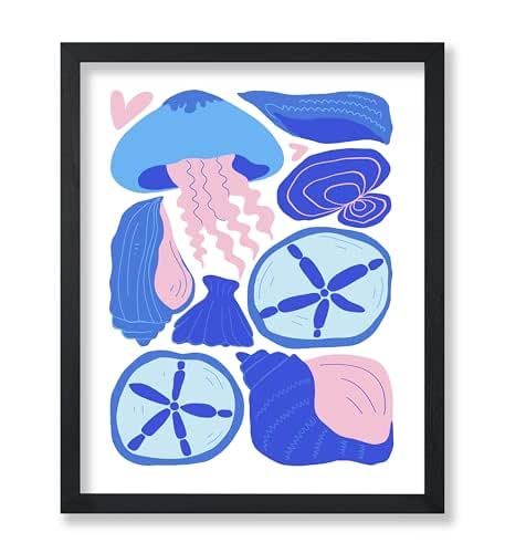 Amazon.com: Monem Art Aquatic Poster - Retro Jellyfish Print - Seashell ...