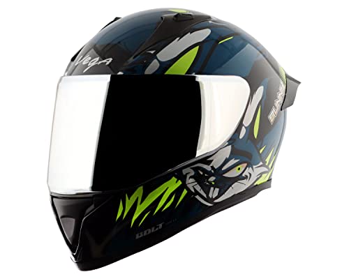 Vega Bolt Bunny Black Blue Helmet With Clear Visor and Extra Mercury ...