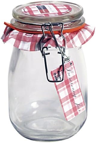 Amazon.com | Grant Howard Round Glass Storage Jar, 1-Liter, Set of 6 ...