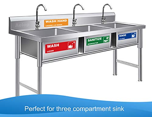 Buy Wash, Rinse, Sanitize Handwash Sink Labels, Heavy Duty 3 ...