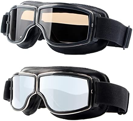 Amazon.com: CYNEMO Motorcycle Goggles Vintage Pilot Leather Riding ...
