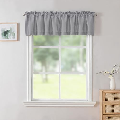 Amazon.com: Chyhomenyc Uptown Silver Grey Valance for Window, Faux Silk ...