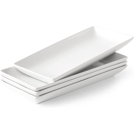 Amazon.com | Flexzion White Serving Platters - 4 Pack Rectangular ...