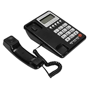 Home Wired Landline Phone, Desktop Corded Telephone, FSK/DTMF Dual System, 16 bit LCD Display ...