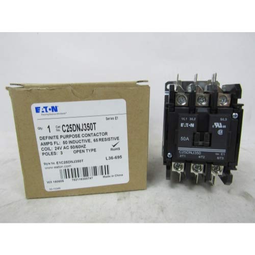 Eaton/Cutler Hammer C25DNJ350T 50mm DP Contactor, 3-Pole, 50 Amp, 24 ...