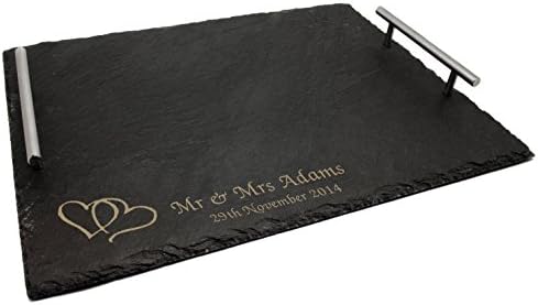 Personalised Engraved Slate Serving Tray with Vintage Rope Handles ...