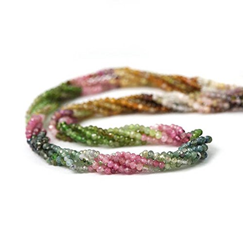 Tourmaline mico Faceted Round Beads Half Strand Pink Green Yellow Petro ...