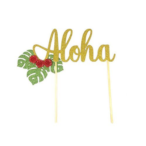 Amazon.com: 1 pc Aloha script cake topper luau floral tropical party ...
