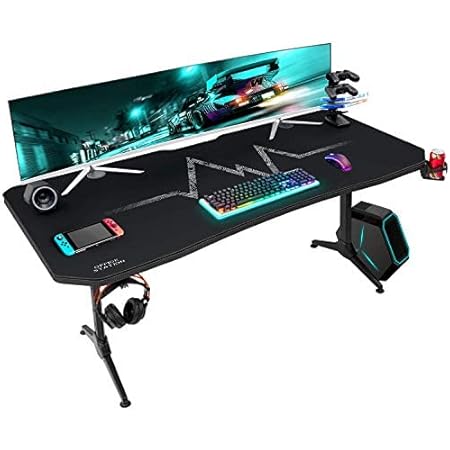 Amazon.com: VITESSE Gaming Desk 63 Inch, Ergonomic Gamer Computer Desk ...