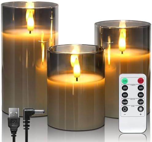 Amazon.com: HL Rechargeable LED Flameless Candles, Glass Flickering ...