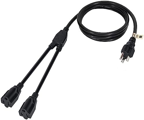 Amazon.com: 2 Way Power Cord Splitter Cable 15 Ft-3 Prong 1 to 2 ...