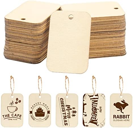 Unfinished Wood Tag - 60-Pack Wooden Gift Tags, Natural Rustic Wood ...