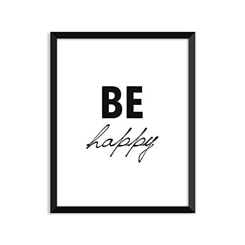 Amazon.com: Be Happy, Bold-Cursive - Unframed art print poster or ...