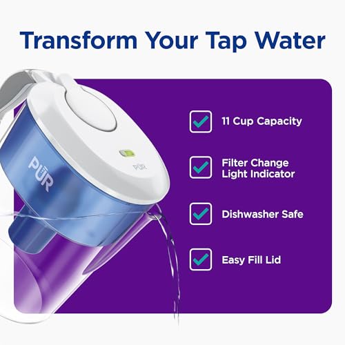 PUR 11-Cup Water Pitcher, 1 Genuine PUR Filter, Cleaner, Great-tasting ...