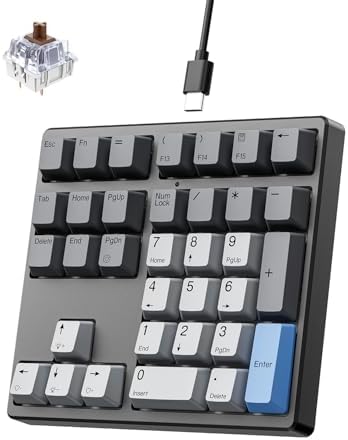 Amazon.com: Kisnt Mechanical Number Pad,Hot Swappable Numpad Wired USB ...