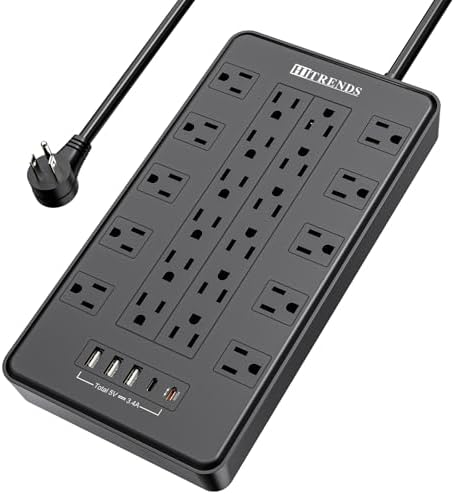 Power Bar with USB C, Surge Protector Power Strip with 22 Outlet & 3 ...