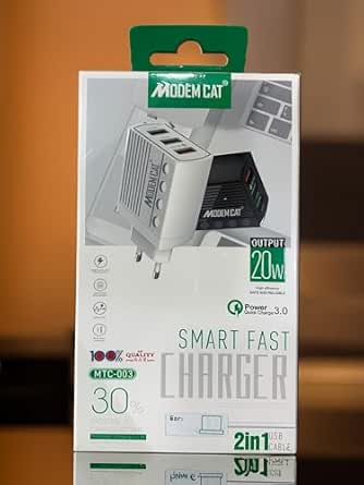 Modem Cat Charger 20W/3 port with Cable - (White) (TypeC): Buy Online ...
