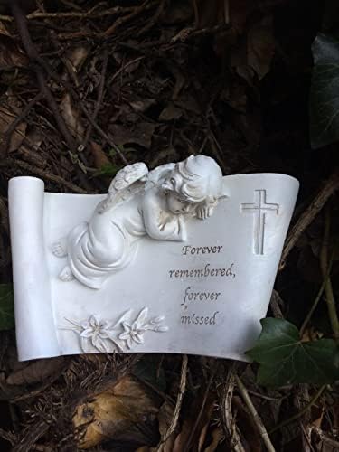 Memorial Graveside Peaceful Angel Scroll Plaque Sculpture Grave Garden ...