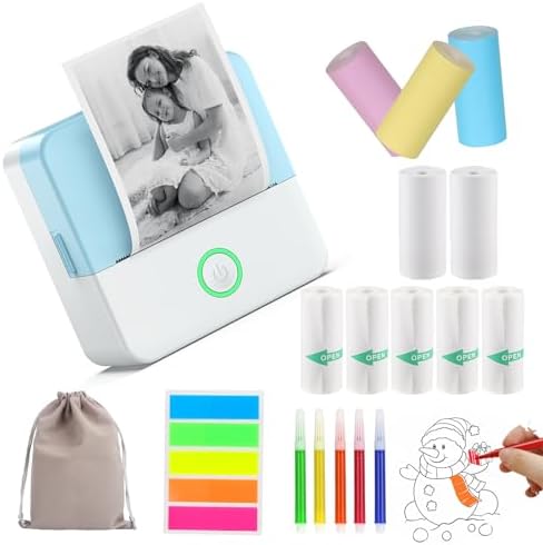 HUIJUTCHEN Mini Printer, Portable Inkless Pocket Printer Wireless ...