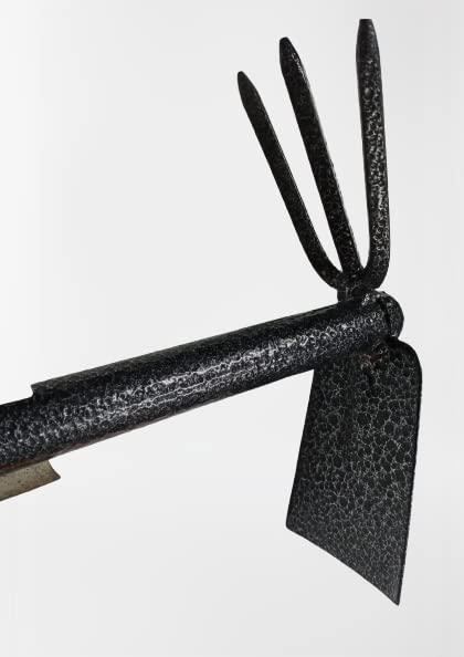 Garden Hand Hoe (KHURPA) with Iron Handle Powder Coated with 3- Teeth ...
