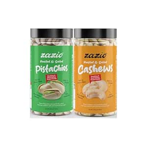 ZAZIO Premium Roasted & Salted Pistachios And Roasted Cashew Combo Pack ...