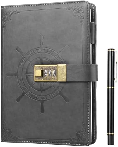 Kesote A5 Diary with Lock Leather Cover Lock Notebook Lined Notebook ...