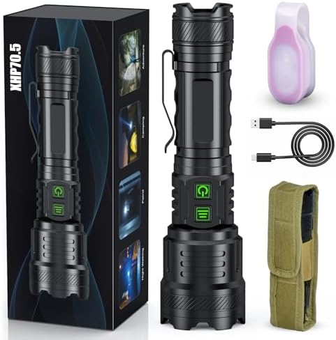 Gold Armour LED Tactical Flashlights with High Lumens, Rechargeable ...