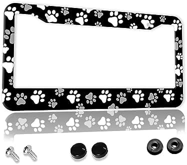 Amazon.com: Dog Paw Print License Plate Frame 1 Pcs Personalise ...
