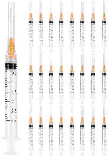 Amazon.com: 24 Pack Disposable 3ml Syringes with Needle 25G 1”, Sterile Luer Lock Syringe ...