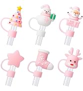 Amazon.com: 6Pcs Flowers Silicone Straw Cover Cap for Pink Stanley Cup ...